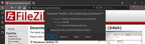 Installing FileZilla Client Downloading Azurecurve
