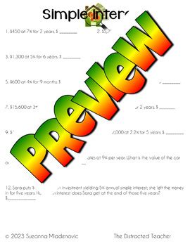 Simple Interest Worksheet Digital By The Distracted Teacher TPT