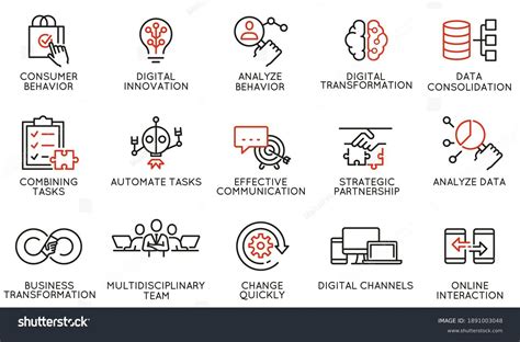 Vector Set Linear Icons Related Automation Stock Vector Royalty Free Shutterstock