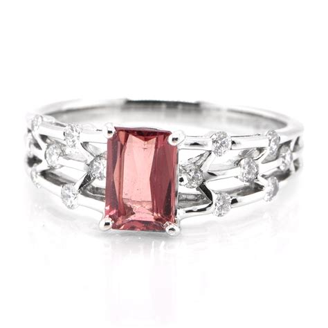 135 Carat Natural Padparadscha Sapphire And Diamond Ring Set In