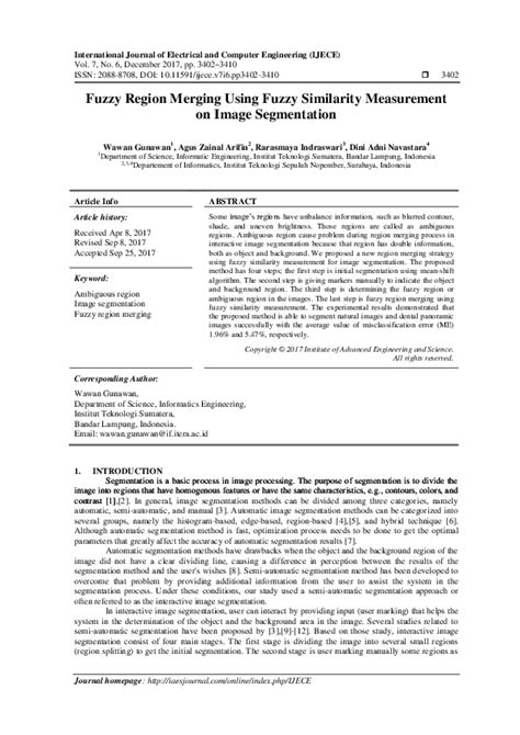 Pdf Fuzzy Region Merging Using Fuzzy Similarity Measurement On Image