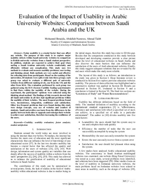 Pdf Evaluation Of The Impact Of Usability In Arabic University Websites Comparison Between