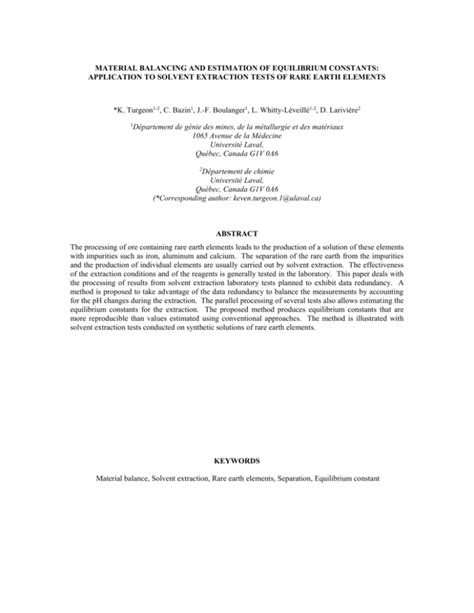 Material Balancing And Estimation Of Equilibrium Constants