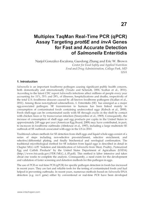 Pdf Multiplex Taqman Real Time Pcr Qpcr Intechopenmultiplex