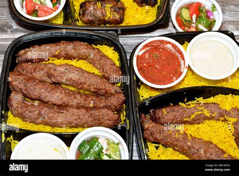 Arabic Cuisine Traditional Food Beef Kofta Kebab And Tarb Kofta Shish