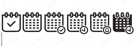 Calendar Icon Setsimple Black And White Vector Calendar Icon Png Collectionschedule Time