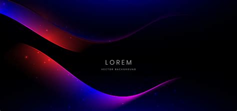 Abstract Technology Futuristic Curved Glowing Colorful Light Ray On Black Background Stock