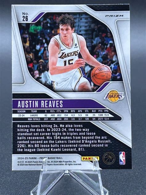 2024 25 Panini Prizm Basketball Austin Reeves Pink Ice 26 Los Angeles