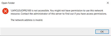 My Cloud My Cloud Home Share Access Failure Message No Permissions To Use Network Resource On