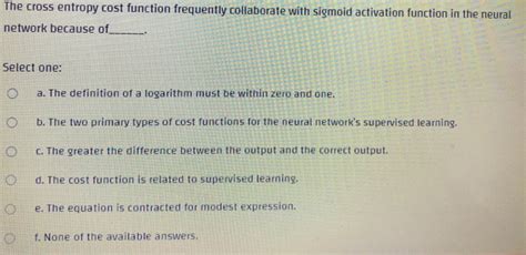 Solved The Cross Entropy Cost Function Frequently
