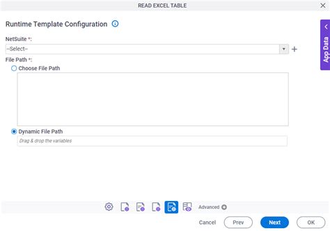 Read Excel Table Runtime Template Netsuite