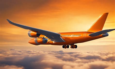 Lexica - Modern airplane, orange color, made of glasses, flying over ...