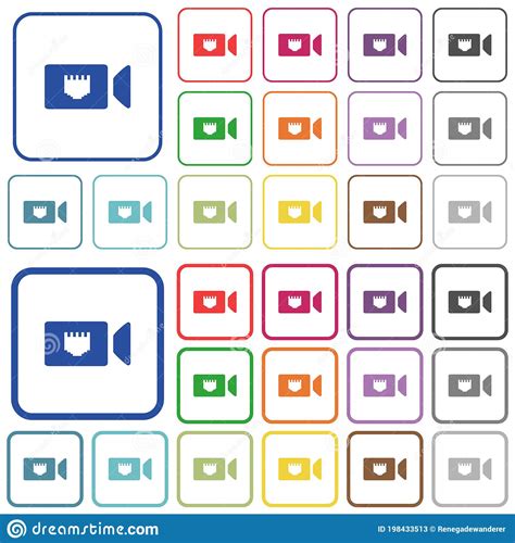 Ip Camera Outlined Flat Color Icons Stock Vector Illustration Of Equipment Curved 198433513