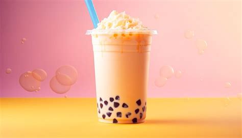 Premium Ai Image A Bubble Tea In A Plastic Cup Generative Ai