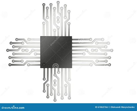 central processor unit cpu top view isolated on whitebackground 3d
