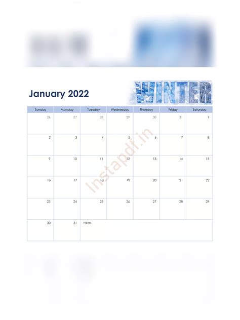 Blank Calendar 2022 PDF - InstaPDF
