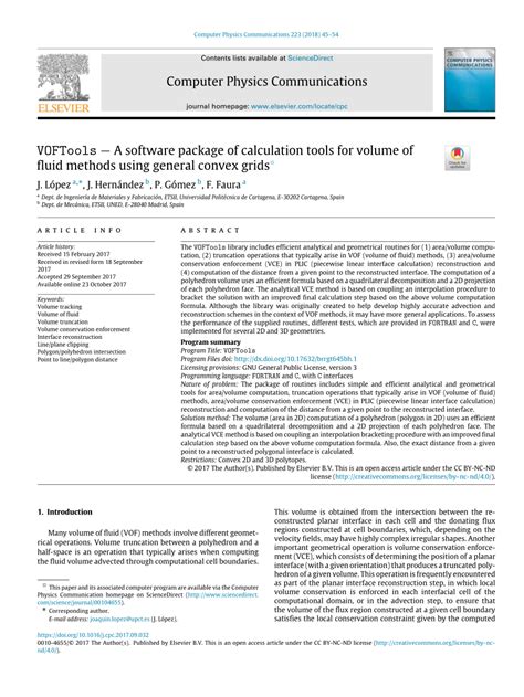 Pdf Voftools − A Software Package Of Calculation Tools For Volume Of Fluid Methods Using