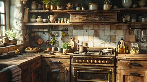 Rustic Kitchen Interior Design Stock Illustration Illustration Of