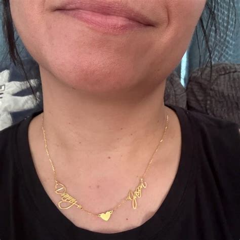 Two Name Necklace With Heart Dainty Name Necklace Gold Name Necklace