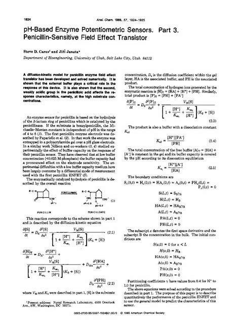 Pdf Ph Based Enzyme Potentiometric Sensors Part 3 Penicillin Sensitive Field Effect