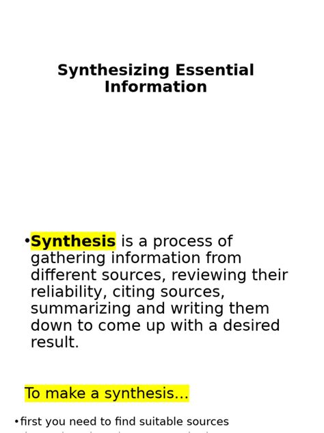 Synthesizing Essential Information Pdf