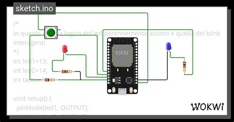 Bottoneblink 2 Wokwi Esp32 Stm32 Arduino Simulator