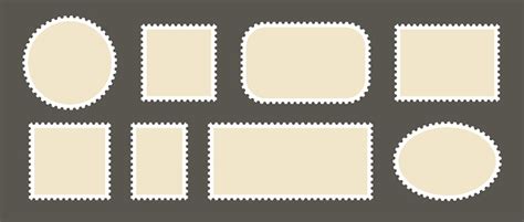 우표 세트 우표 프레임과 테두리를 게시합니다 베이지색 정사각형 및 직사각형 메일 엽서 편지에 대 한 템플릿입니다 들쭉날쭉한 물결 모양의 가장자리가 형성됩니다 포스터 배너