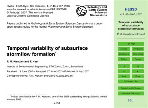 Pdf Temporal Variability Of Subsurface Stormflow Formation