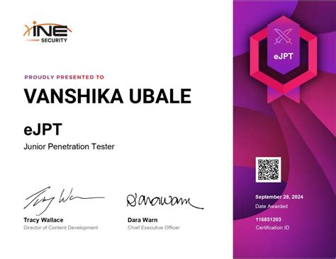 Vanshika Ubale On Linkedin Ejpt Cybersecurity Penetrationtesting