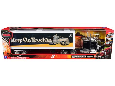 Kenworth W900 Truck Black With Dry Van Trailer Tribute To Truckers Ke