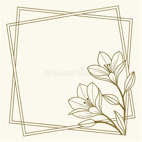 Minimalist Rectangular Frame With Thin Golden Lines Stock Illustration