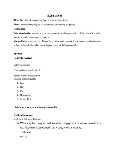 Exp 8 Data Visulization Matplotlib Pdf Python Programming Language