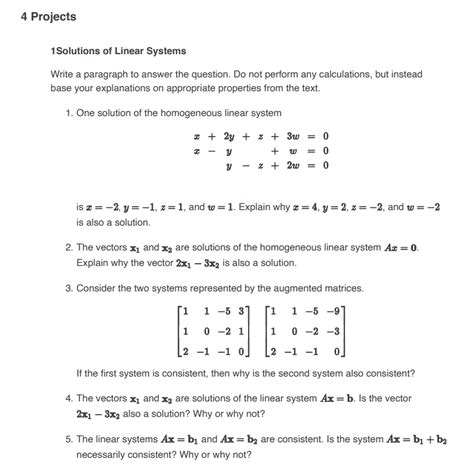 Solved Projects Solutions Of Linear Systems Write A Chegg