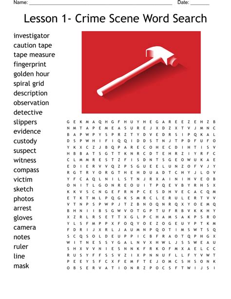Lesson 1 Crime Scene Word Search Wordmint