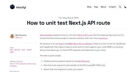 How To Unit Test Nextjs Api Route Nicos Blog