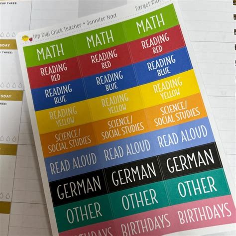 Custom Teacher Planner Subject Header Stickers Etsy