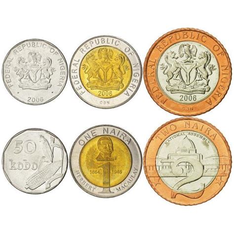 Nigeria 3 Coin Set 50 Kobo 1 2 Naira 2006