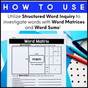 Word Matrix Activity Matrices With Word Sums Swi Freebie For