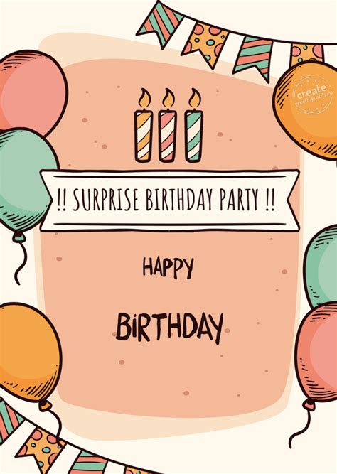 Surprise Birthday Party Free Cards