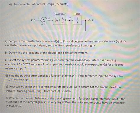 Solved 4 Fundamentals Of Control Design 35 Points A