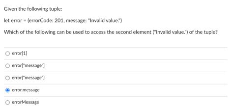 solved given the following tuple let error errorcode