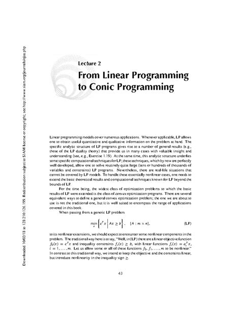 1 Xxxx 20016 Page 43 Lecture 2 From Linear Programming To Conic