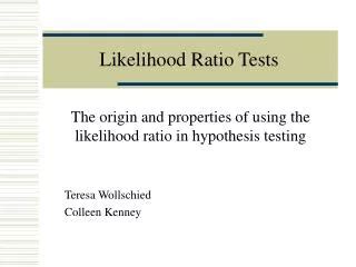 PPT Generalized Likelihood Ratio Tests And Model Order Selection Criteria PowerPoint