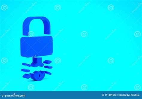 Blue Key Broke Inside Of Padlock Icon Isolated On Blue Background Padlock Sign Stock