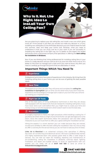 PPT WHY IS IT NOT THE RIGHT IDEA TO INSTALL YOUR OWN CEILING FAN
