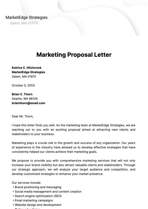Free Marketing Proposal Letter Template To Edit Online