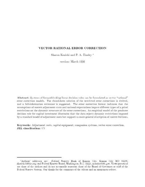 Vector Rational Error Correction