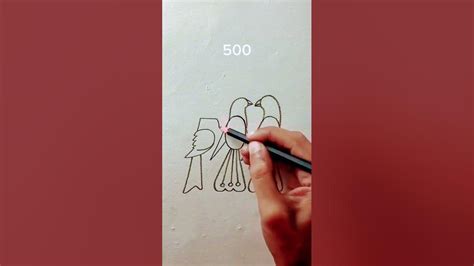 500 দিয়ে তিনটি পাখি একে ফেললাম ️ আর্ট Pencil Sketch ️ Youtube