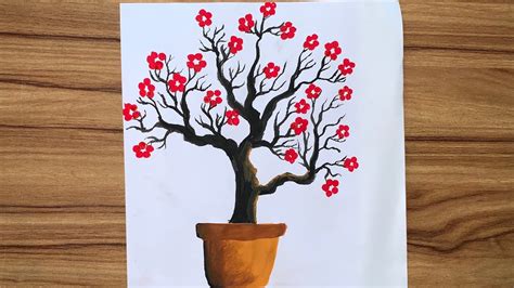 How To Draw A Beautiful Tree With Flower Easy Way To Draw A Tree