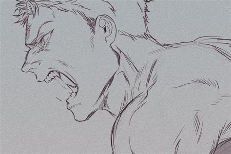 Angry Man Drawing Side View